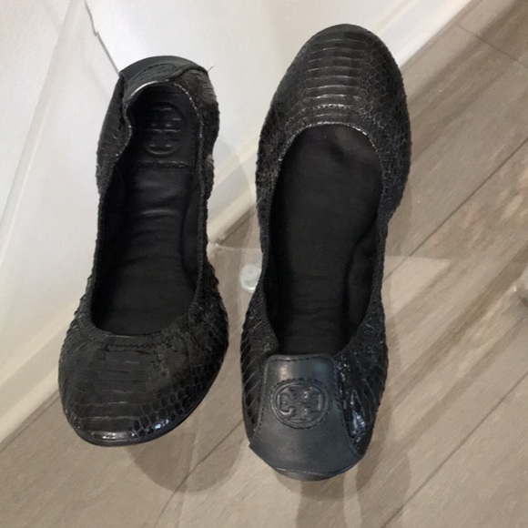 Tory Burch | Shoes | Tory Burch Eddie Snake Embossed Leather Ballet ...
